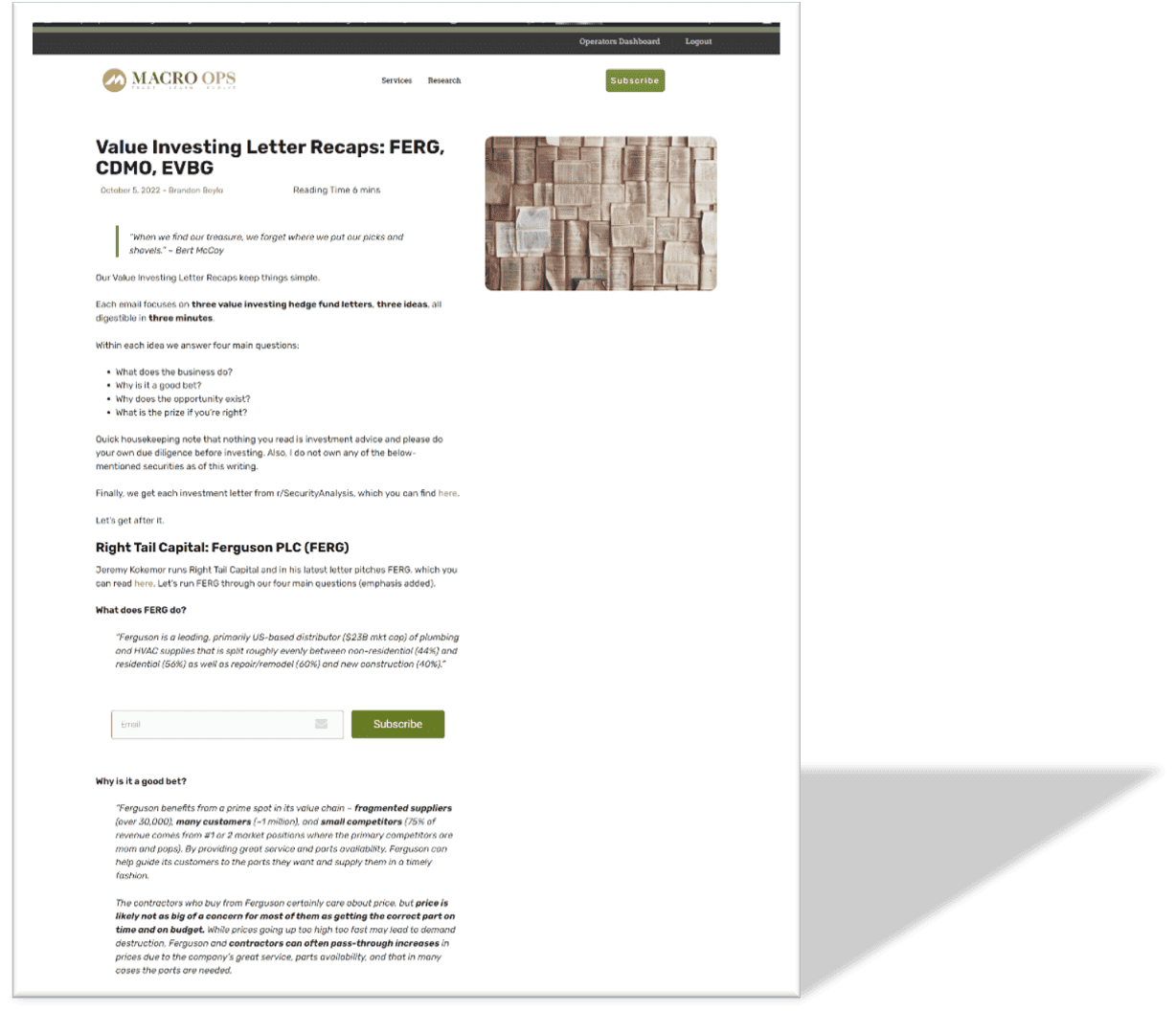 Value Investing Letter Recaps | Macro Ops Value Investing Letter Recaps | Macro Ops